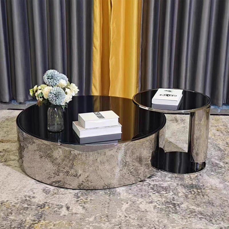 Italian simple round tempered glass coffee table 11.8 H x 39.4 L x 39.4 W